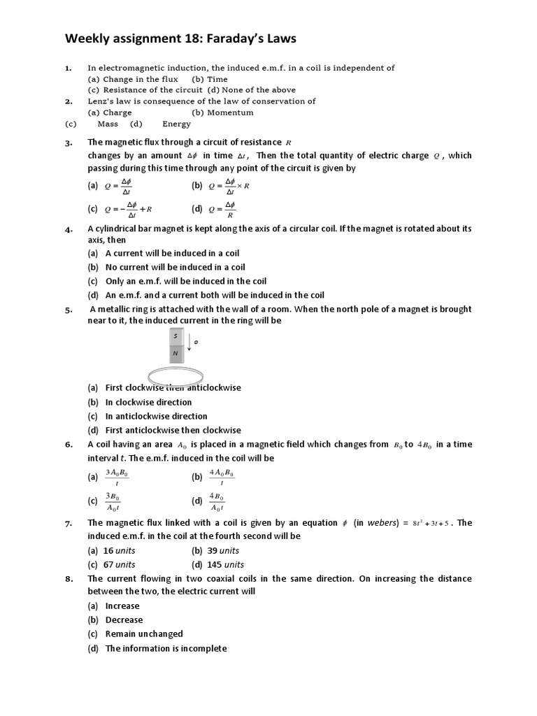EMI Weekly Assignment 1 | PDF | Electromagnetic Induction | Inductor