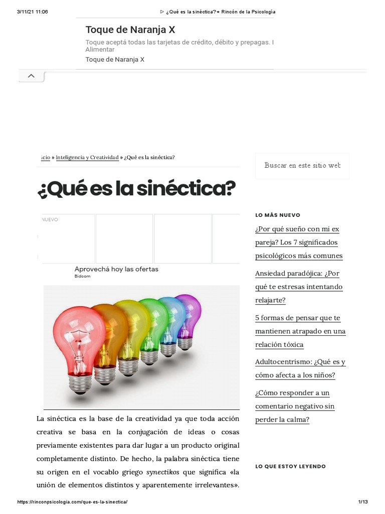 ¿Qué Es La Sinéctica | PDF | Sicología | Creatividad