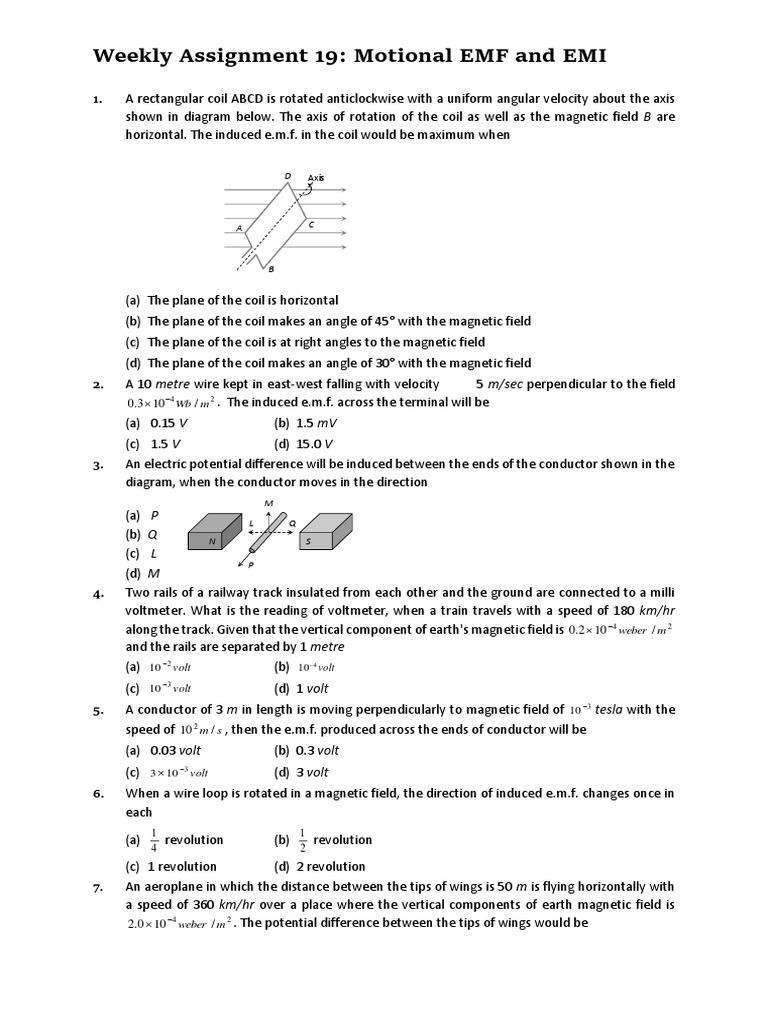 EMI Weekly Assignment 2 | PDF | Inductor | Magnetic Field