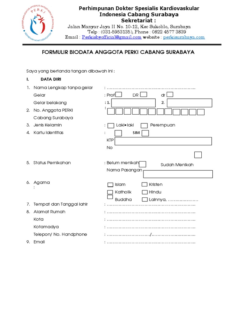 Formulir Biodata Anggota | PDF