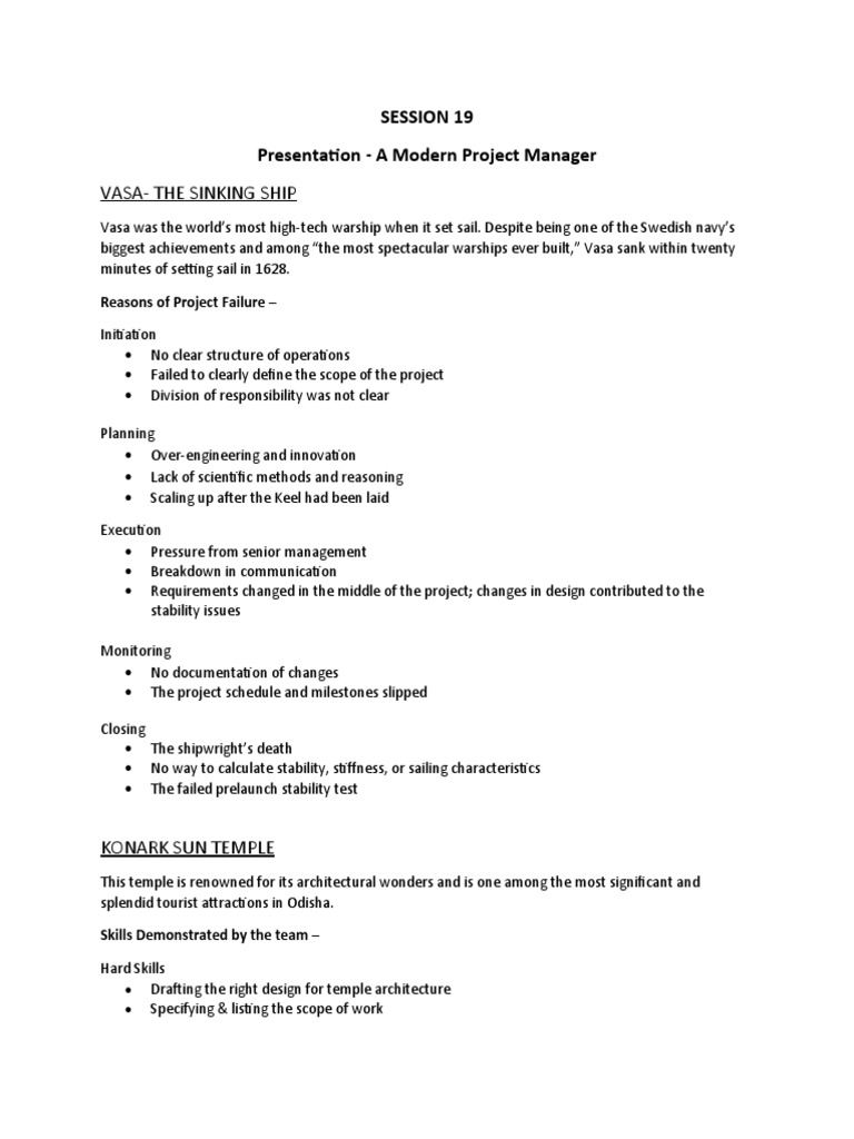 Vasa-The Sinking Ship: Session 19 Presentation - A Modern Project ...