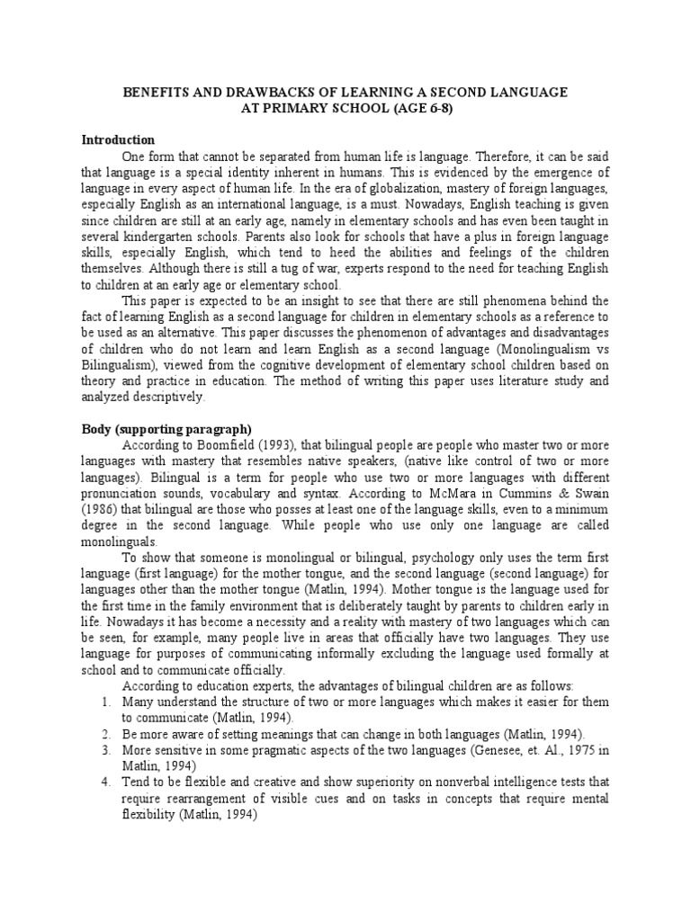 Benefits and Drawbacks of Learning A Second Language | PDF | Multilingualism | Second Language