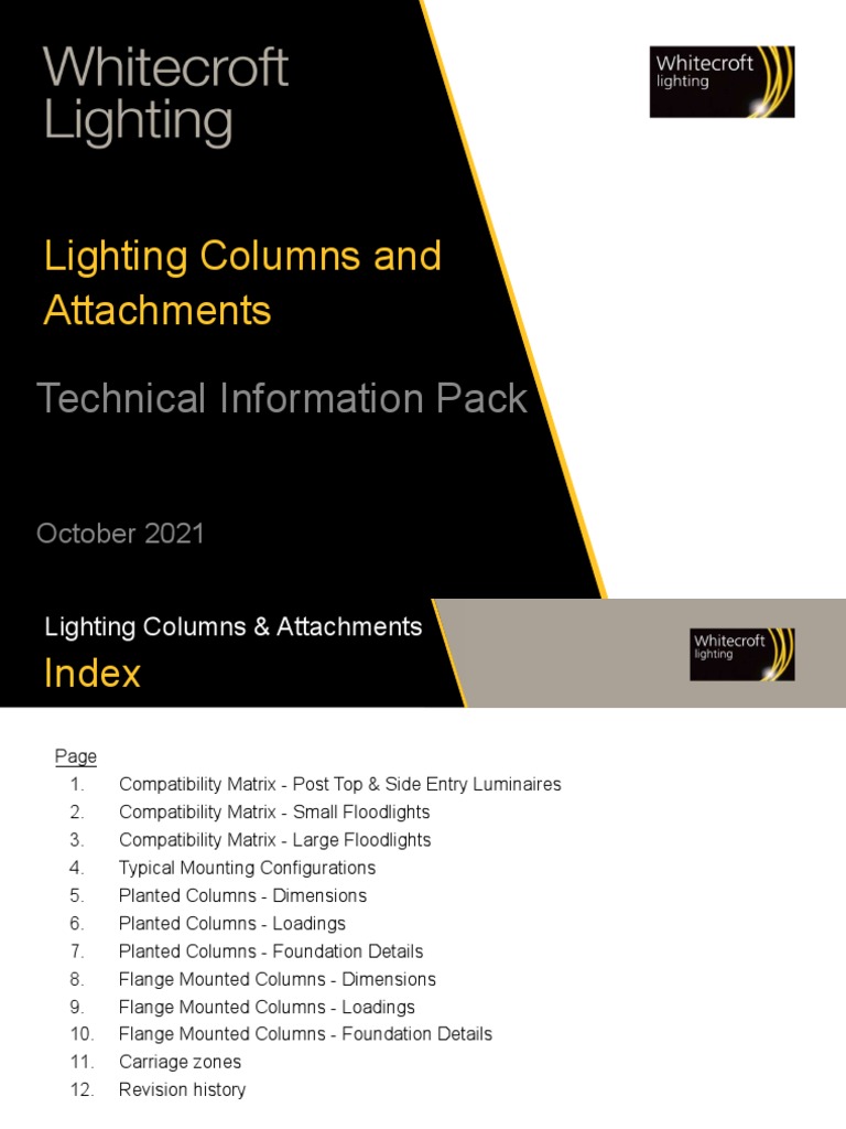 Lighting Columns and Attachments: Technical Information Pack | PDF ...