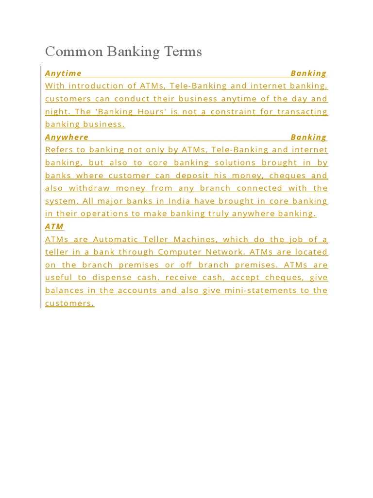 Banking Terms 2021 | PDF | Banks | Cheque