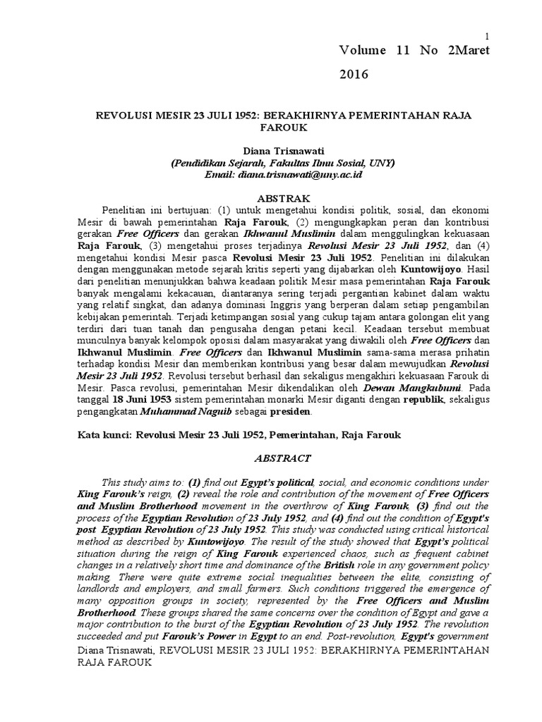 Revolusi Mesir 1952: Akhir Raja Farouk | PDF | Politik