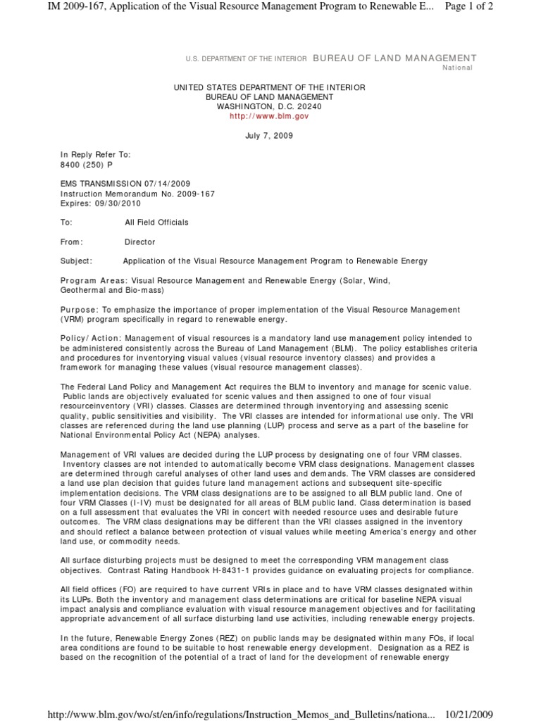 Bureau of Land Management: U.S. Department of The Interior | PDF ...