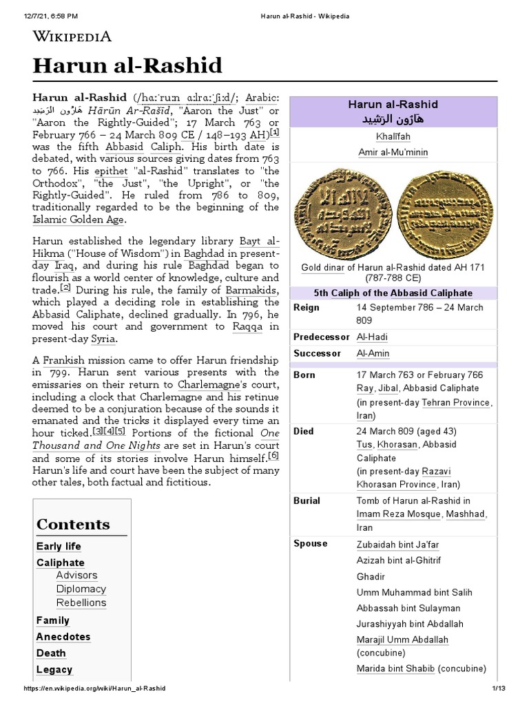 Harun Al-Rashid - Wikipedia | PDF