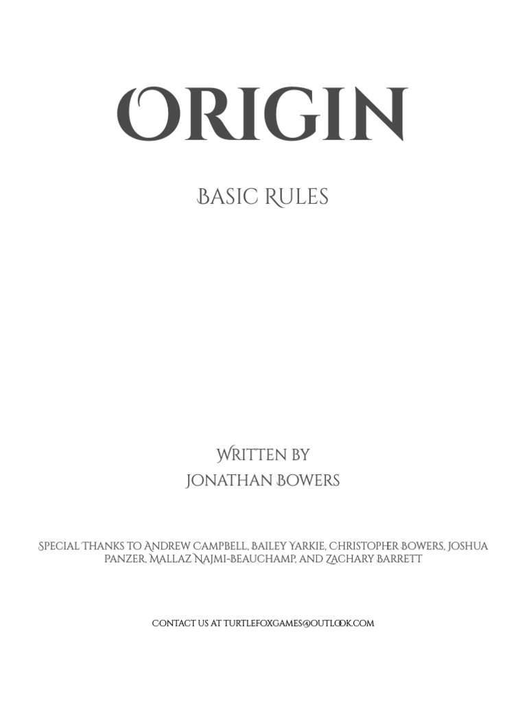 Origin Basic Rules | PDF