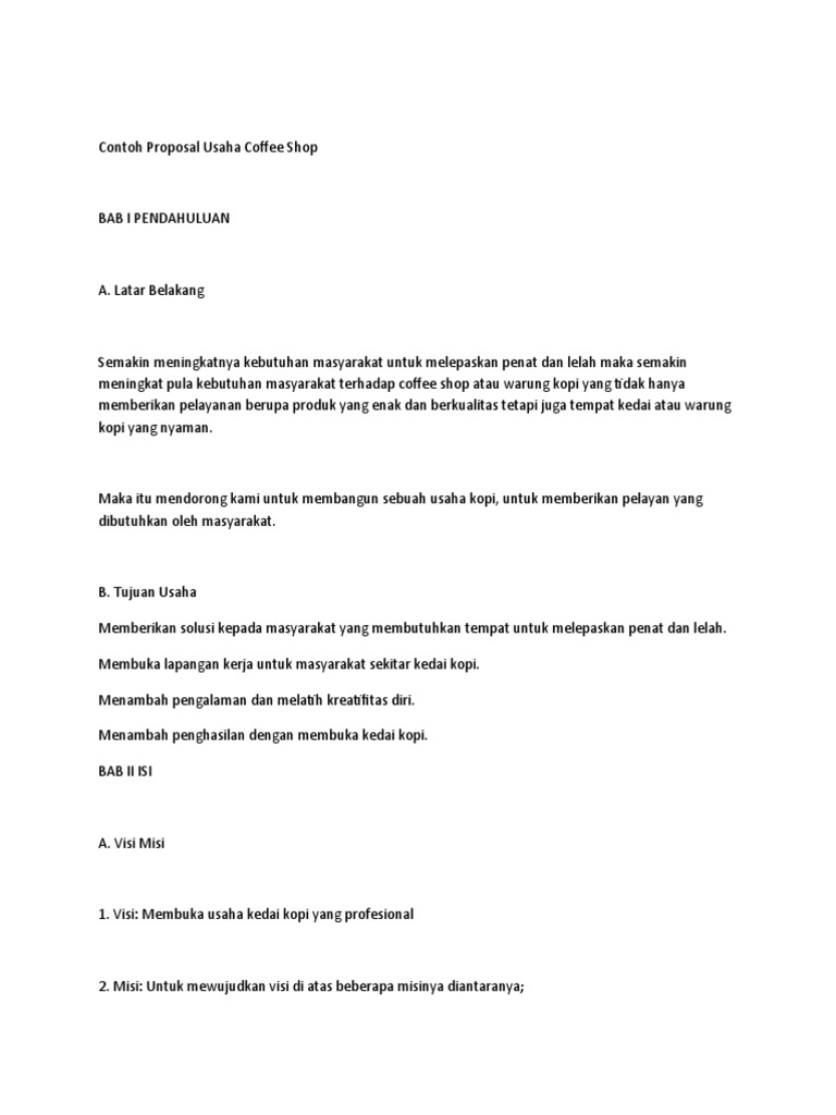 Proposal Coffee Shop | PDF