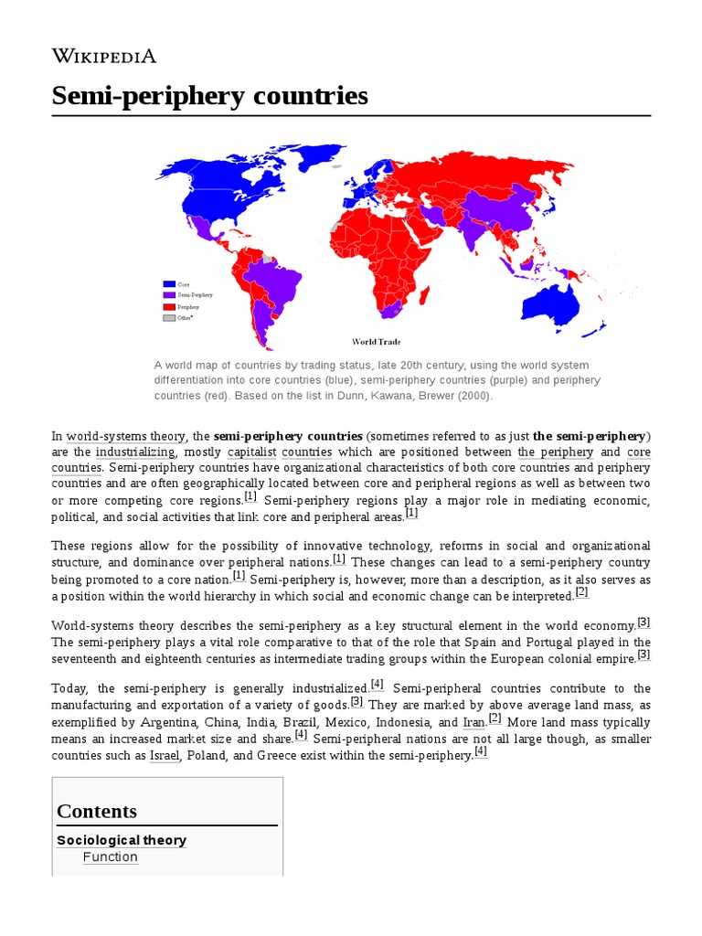 Semi-Periphery Countries: Sociological Theory | PDF | World Systems ...