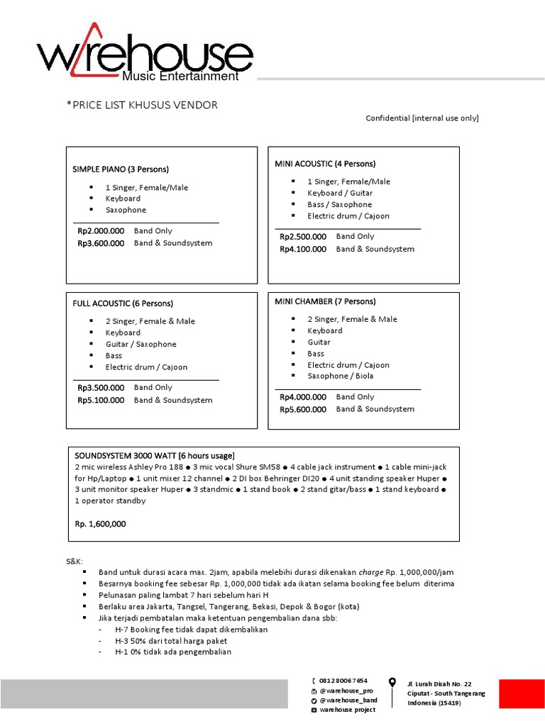 Music Entertainment Price List Khusus Vendor | PDF | Sound | Audio ...