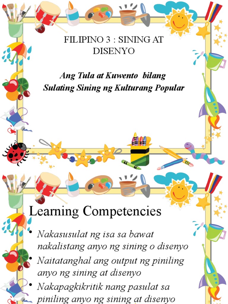 Filipino 3: Sining at Disenyo: Ang Tula at Kuwento Bilang Sulating ...