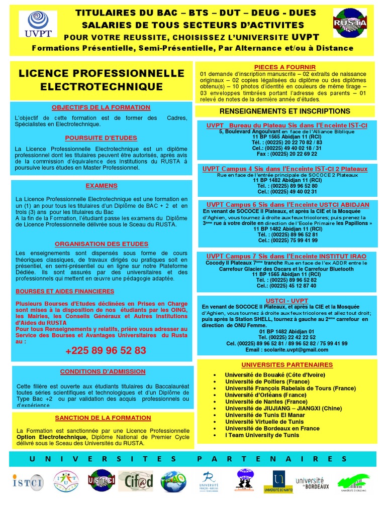Licence Pro Électrotechnique RUSTA | PDF | Niveaux d'enseignement | Qualifications