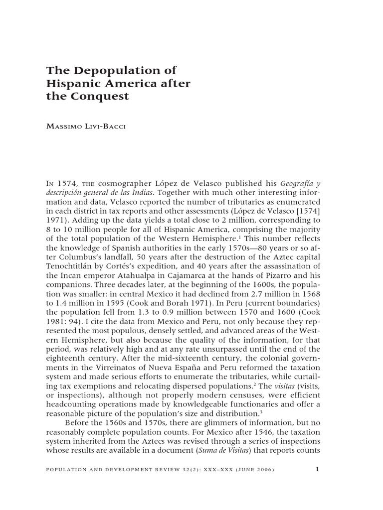 Causes of Native American Depopulation | PDF | Infection | Spanish ...