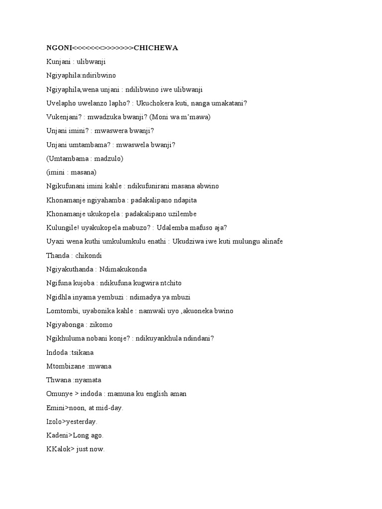 Ngoni Chichewa | PDF | Cooking, Food & Wine | Self-Improvement