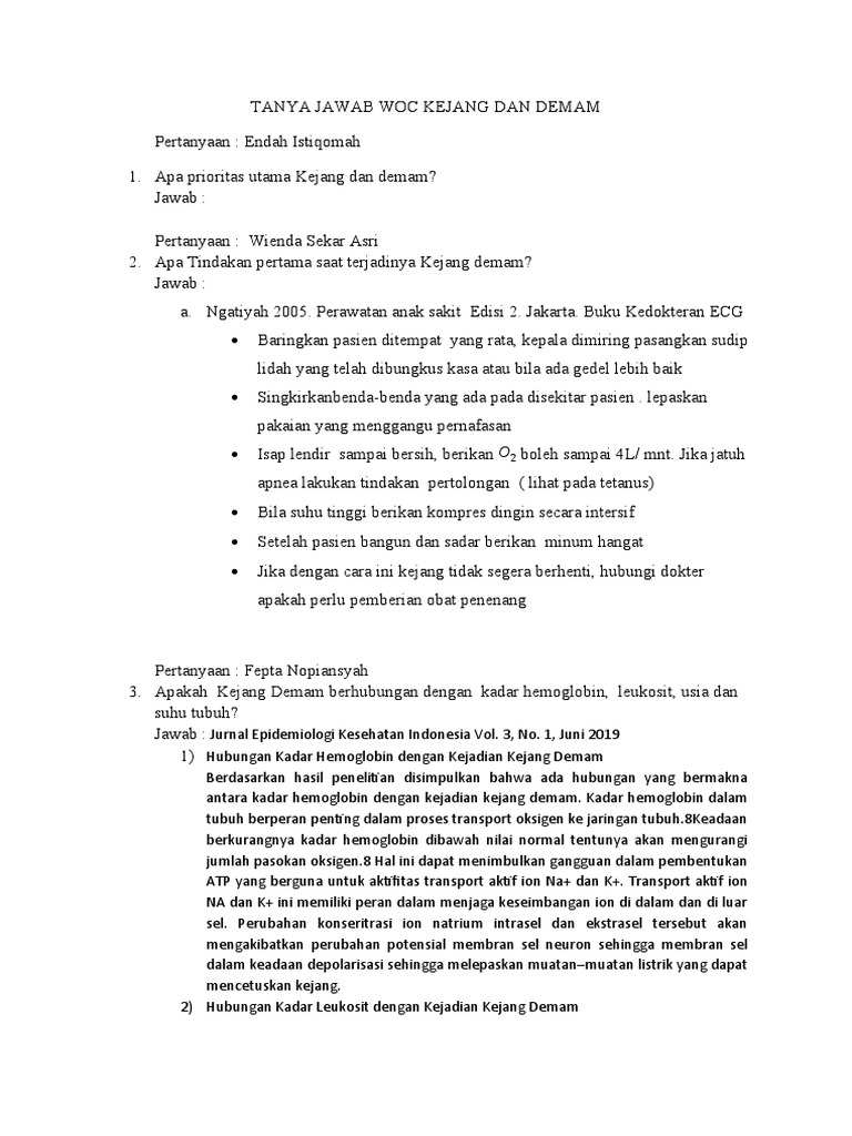 Tanya Jawab Woc Kejang Dan Demam | PDF