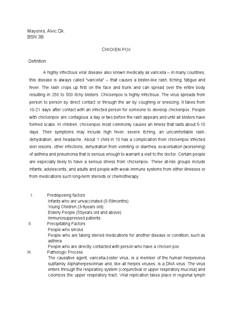 Mayores. Chicken Pox - Concept Map | PDF | Infection | Health Sciences