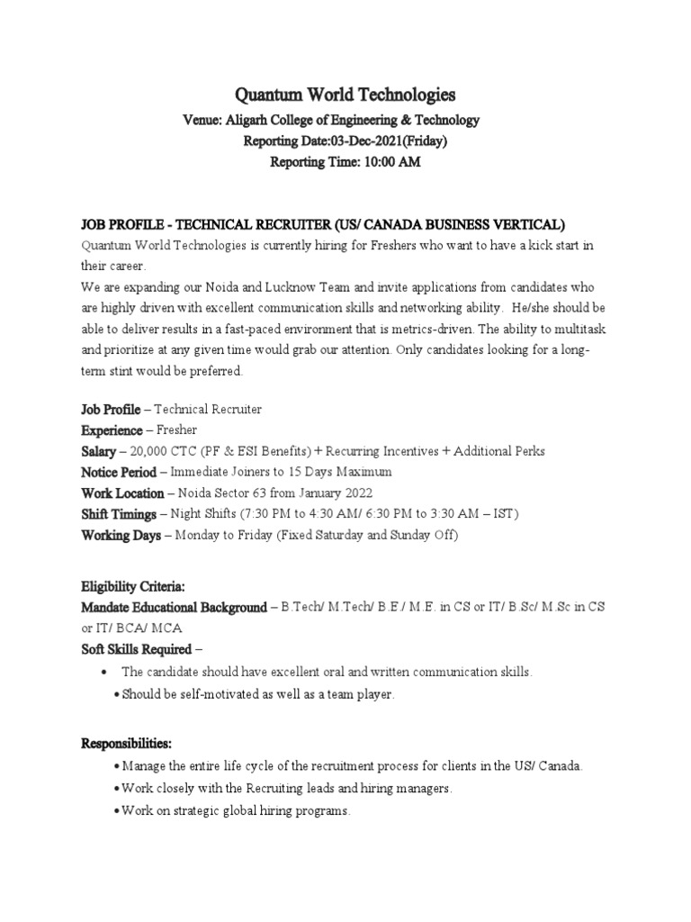 Quantum World Technologies Inc. | PDF | Recruitment | Outsourcing