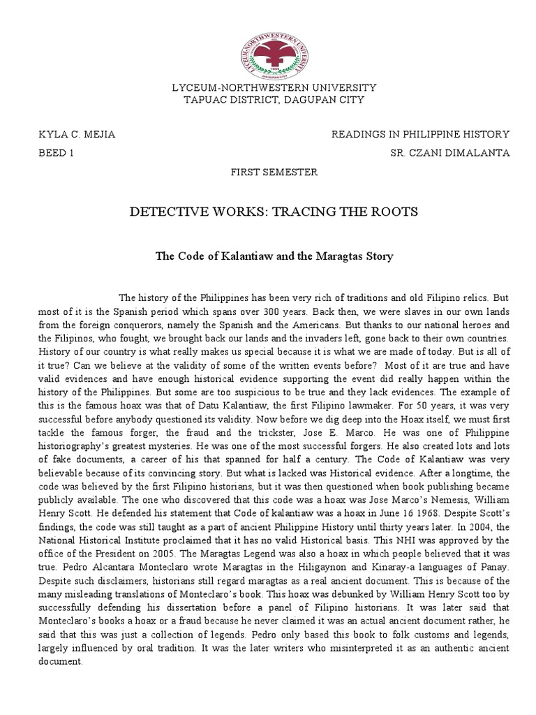 Mejia, Kyla C. (Detective Works, Tracing The Roots) | PDF | Southeast ...