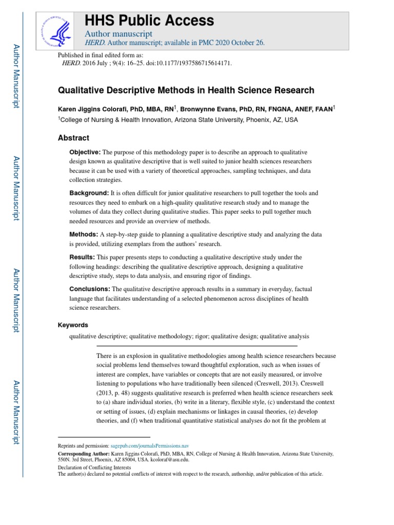 Descriptive Qualitative | PDF | Qualitative Research | Data