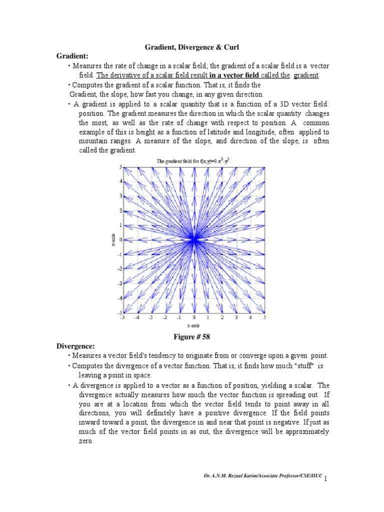 Vector Calculus: Gradient, Divergence, Curl | PDF | Divergence ...