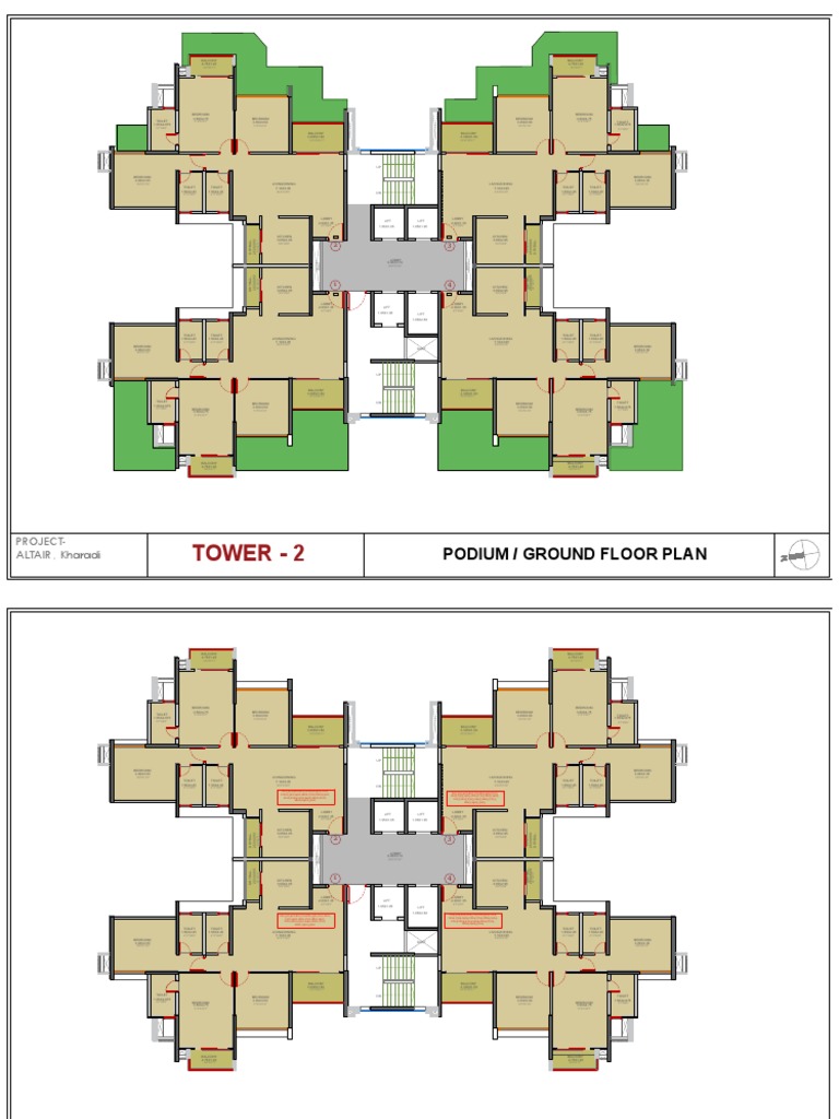 Tower - 2: Podium / Ground Floor Plan | PDF