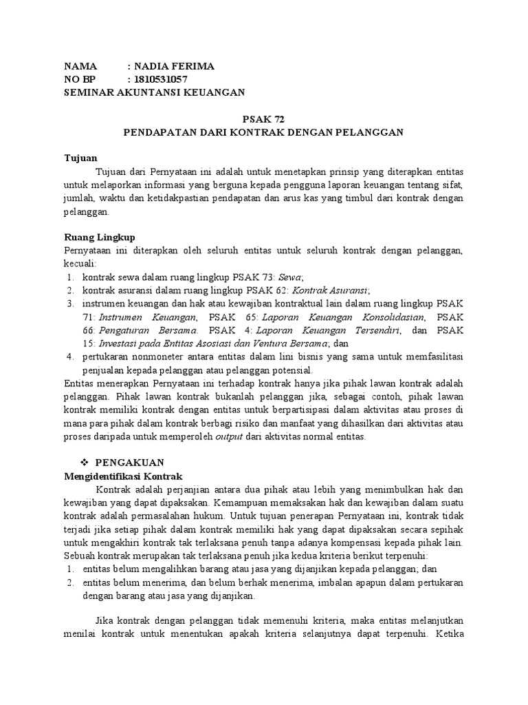 Resume PSAK 72 | PDF