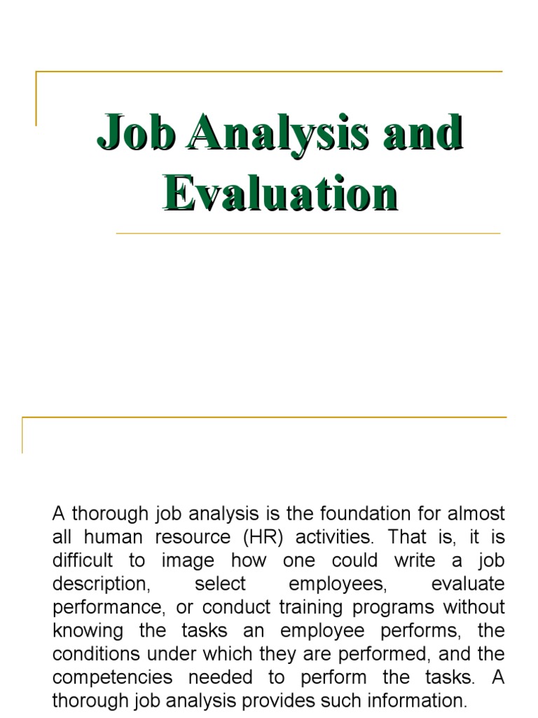 Job Analysis and Evaluation | PDF | Competence (Human Resources ...