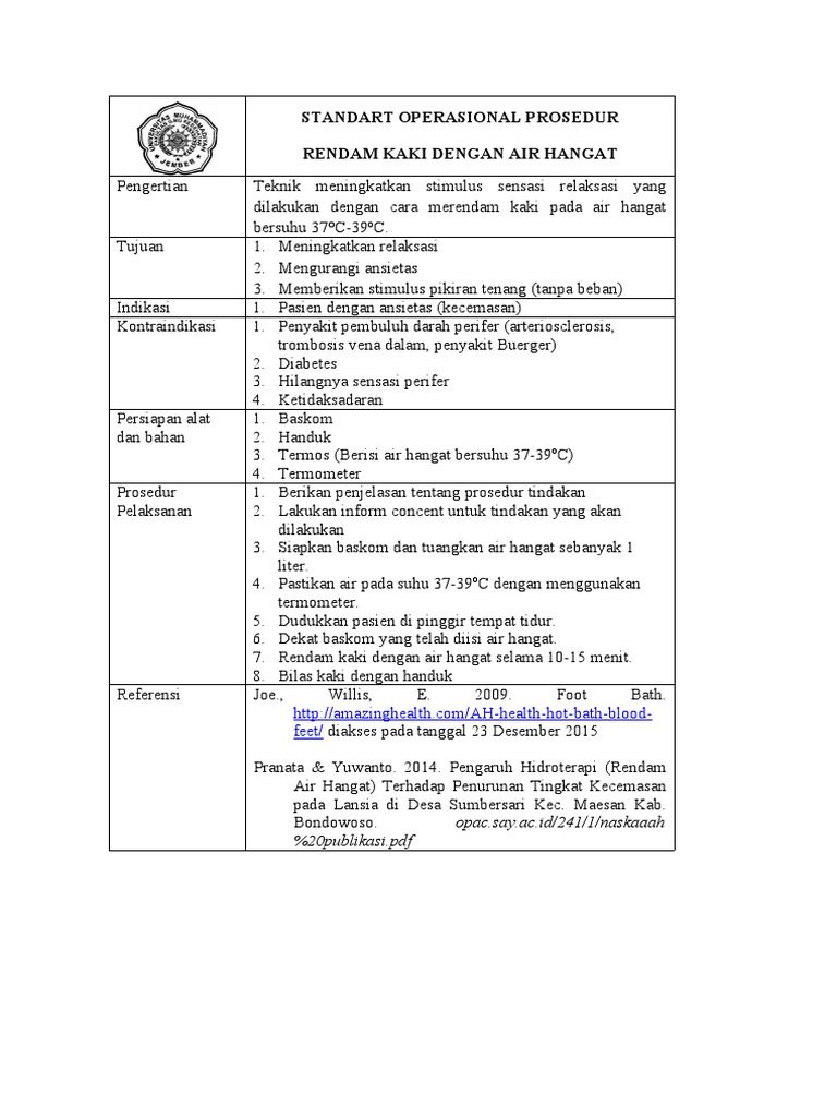 Sop Rendam Air Hangat | PDF | Kesehatan Holistik