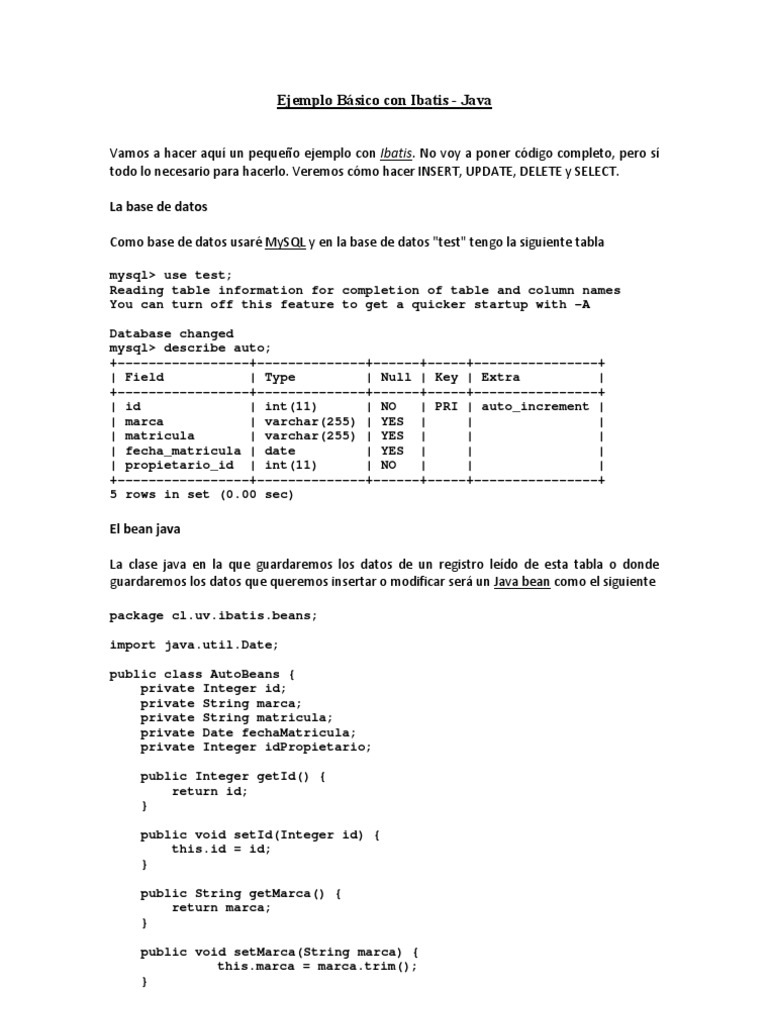 Ejemplo Basico Con Ibatis | PDF | SQL | Java (lenguaje de programación)