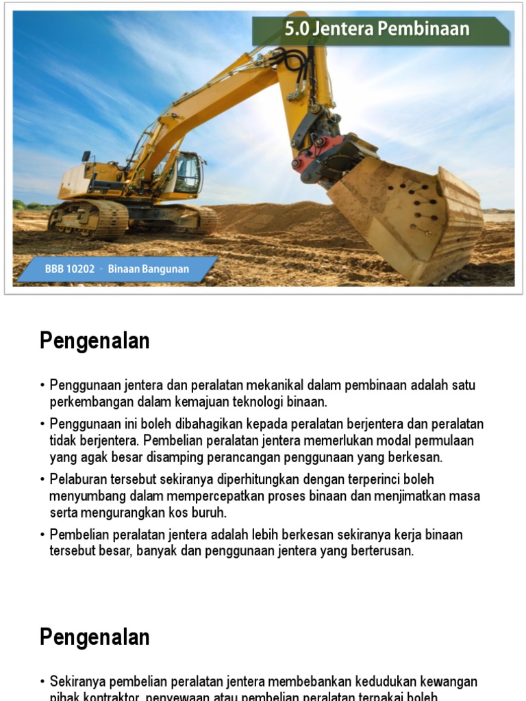 Jenis-Jenis Jentera Pembinaan | PDF