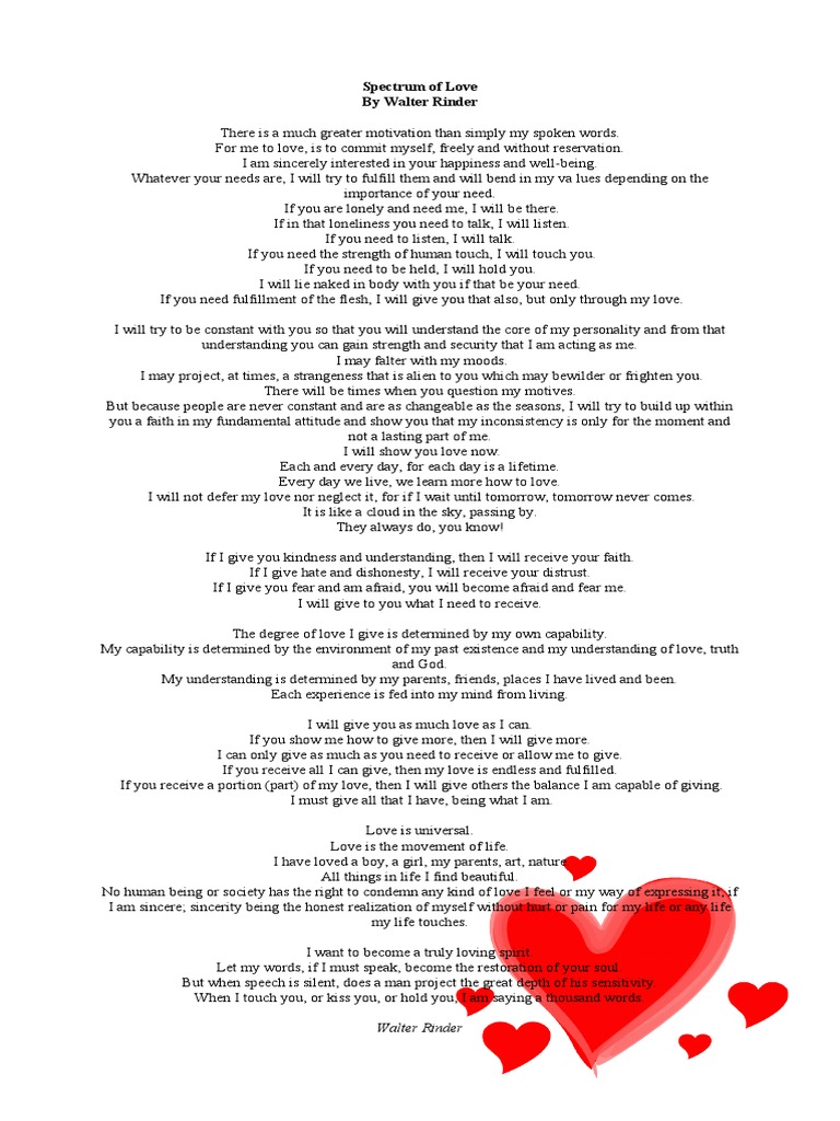 Spectrum of Love by Walter Rinder | PDF | Love | Human Nature