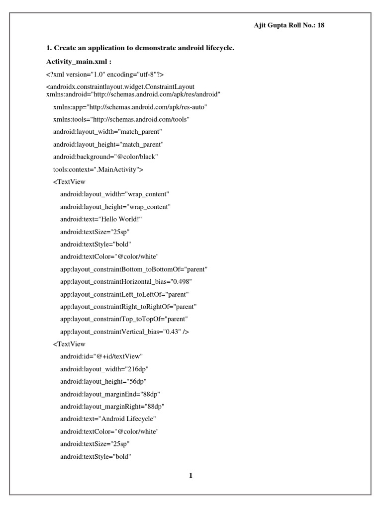 18 Ajit Gupta Android Practical | Download Free PDF | Android (Operating System) | Application ...