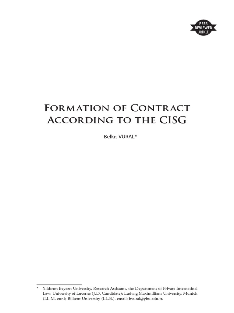 Formation of Contract Under CISG | PDF | Offer And Acceptance | Justice