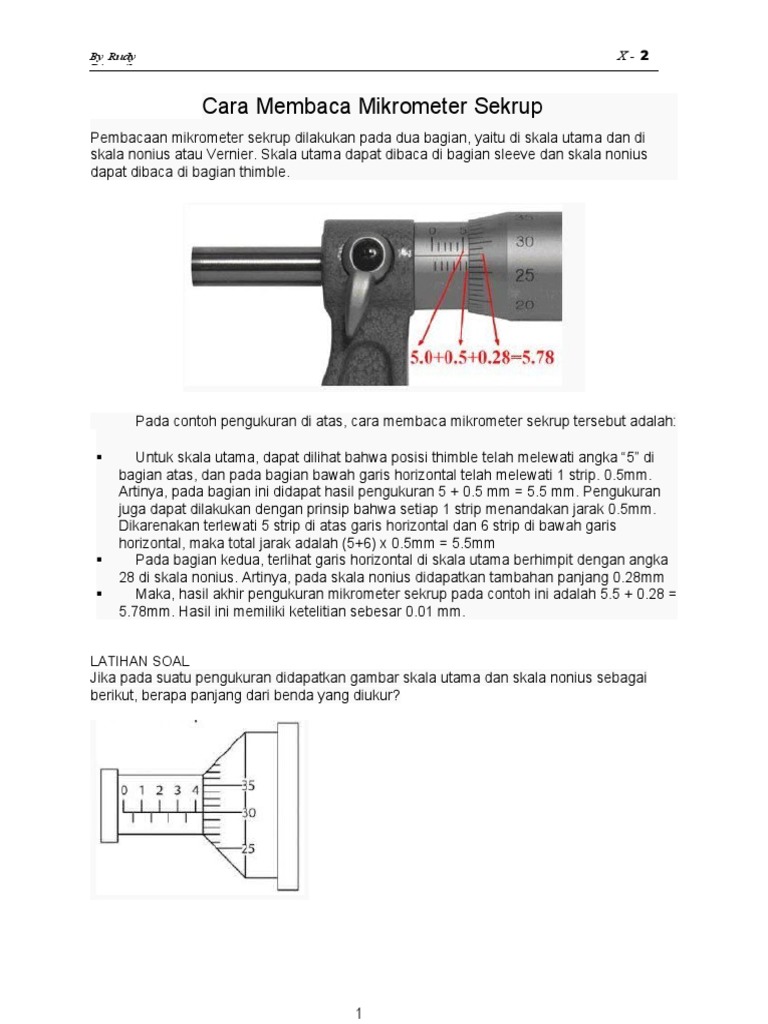 Latihan Soal Micrometer Sekrup | PDF | Teknologi & Rekayasa