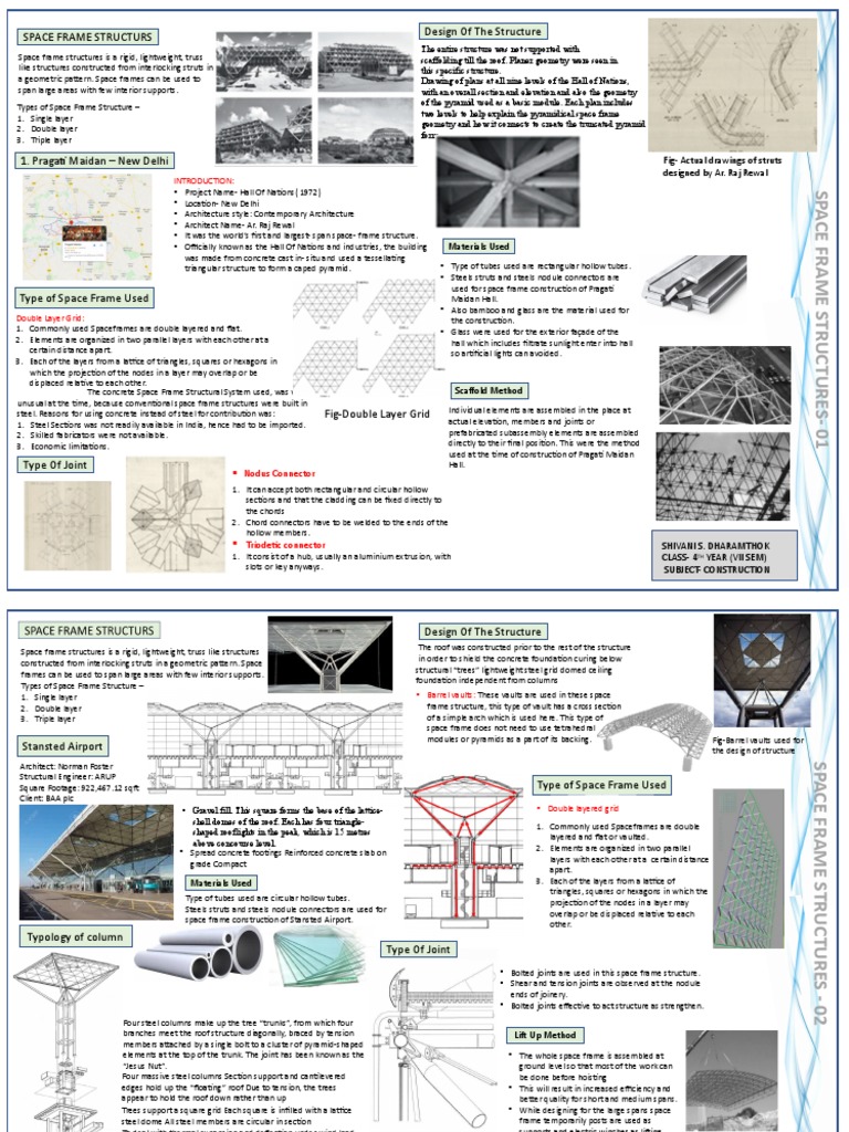 Space Frame Structure Design Details | PDF | Truss | Architectural Elements
