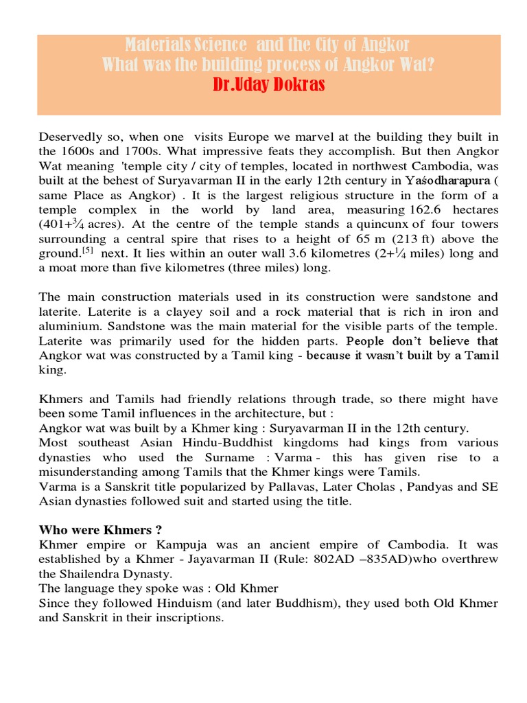 Angkor Material Science | PDF | Angkor | Angkor Wat