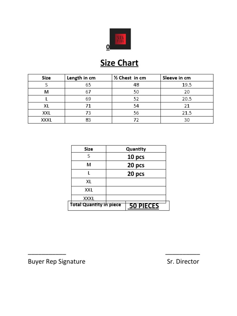 Size Chart Size Length In CM Chest In CM Sleeve In CM PDF