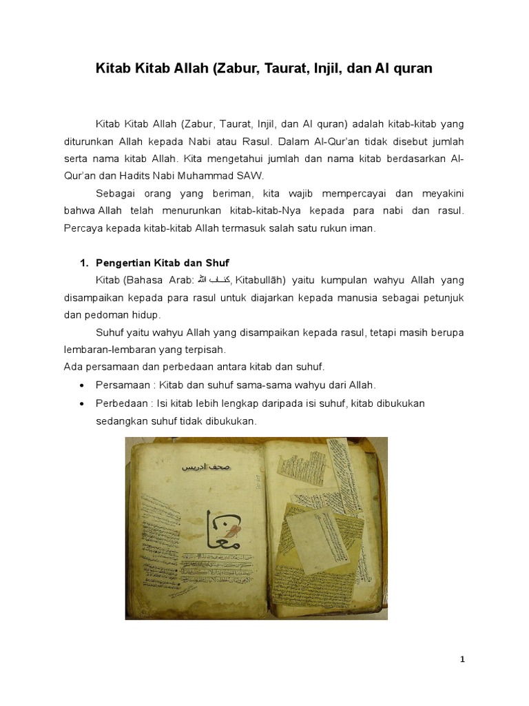Kitab-Kitab Allah: Taurat, Injil, Zabur, Al-Qur'an | PDF | Agama ...