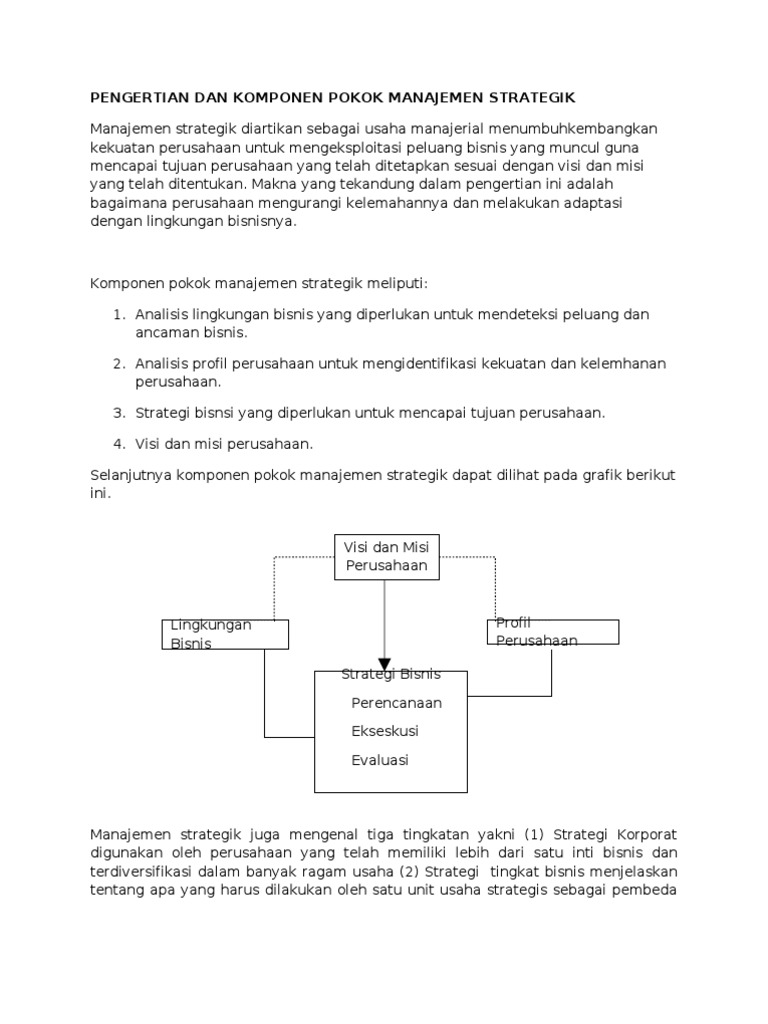 Inisiasi I Pengertian Dan Komponen Pokok Manajemen Strategik | PDF | Bisnis