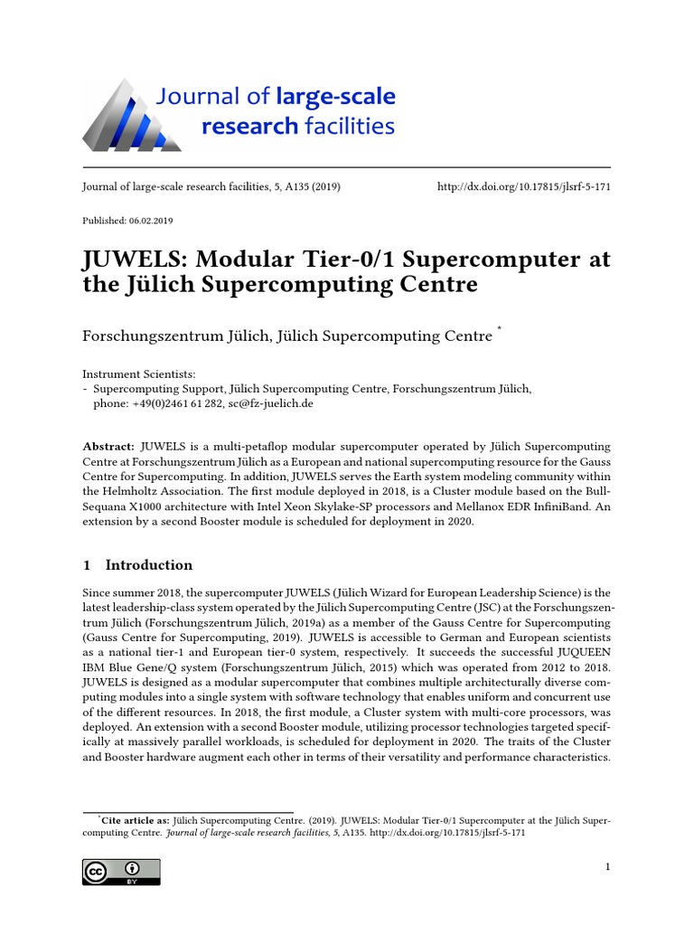 JUWELS Modular Tier-01 Supercomputer at Julich Sup | PDF | Computer Cluster | Graphics ...