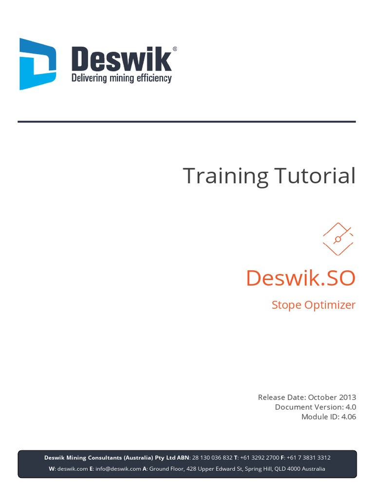 4.06 Deswik - So Tutorial v4.0 | PDF | Computer File | Cartesian ...