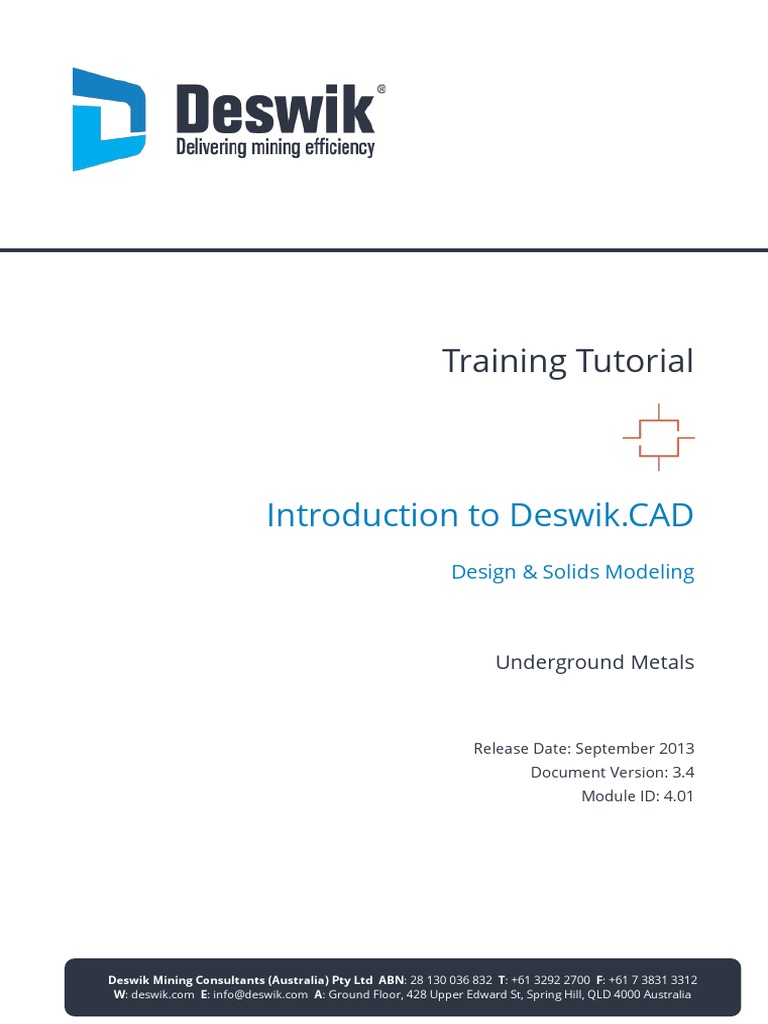 4.01 Intro To Deswik - Cad UG Metals Tutorial v3.4 | PDF