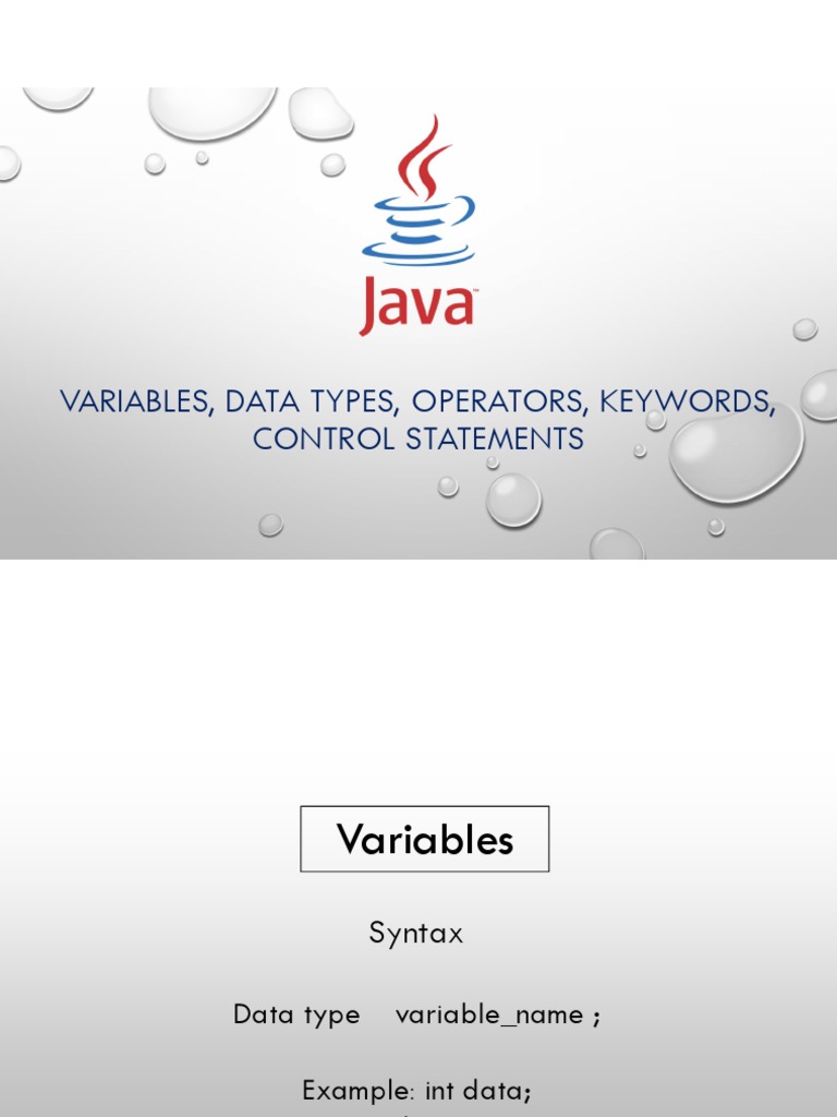 Variables, Data Types, Operators, Keywords, Control Statements | PDF ...