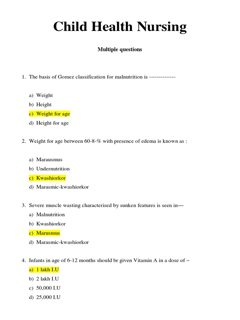 Child Health Nursing Questions | PDF | Cardiovascular System | Heart