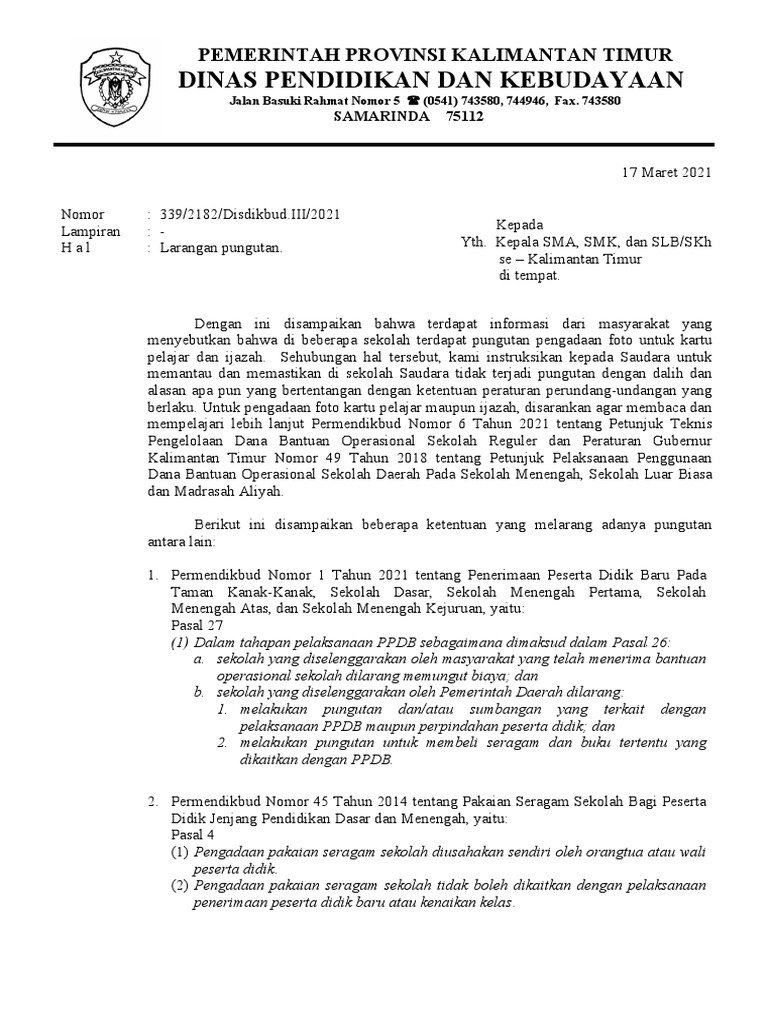 Surat Larangan Pungutan | PDF