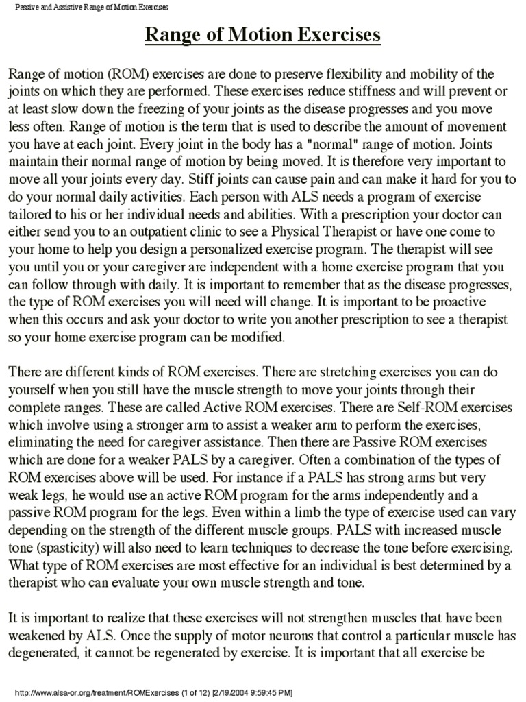 Range of Motion Exercises With Photos | PDF | Anatomical Terms Of ...