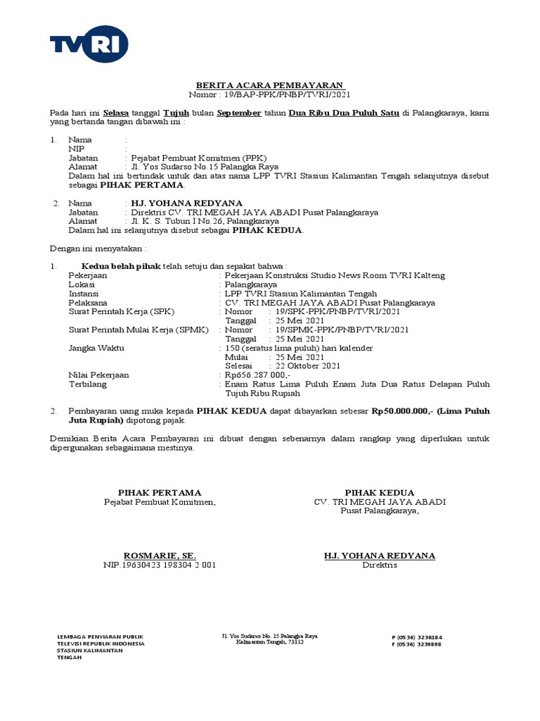 Ba Pembayaran Uang Muka (Print X 2 Materai Kanan Kiri) | PDF