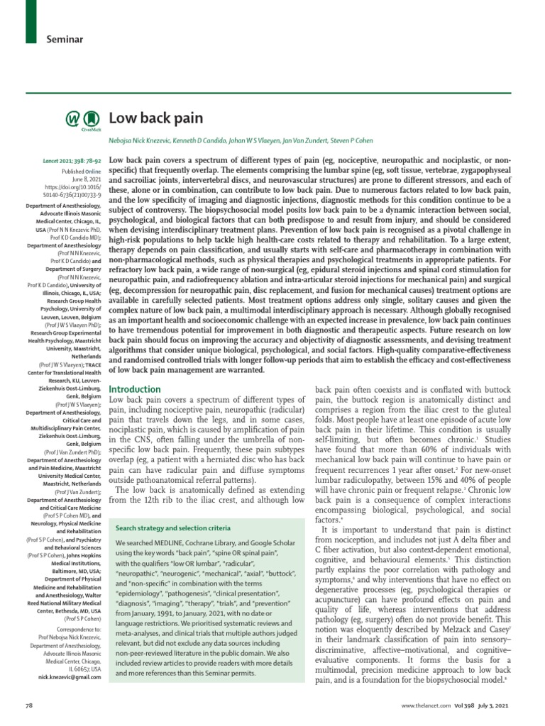 Low Back Pain | PDF | Back Pain | Low Back Pain