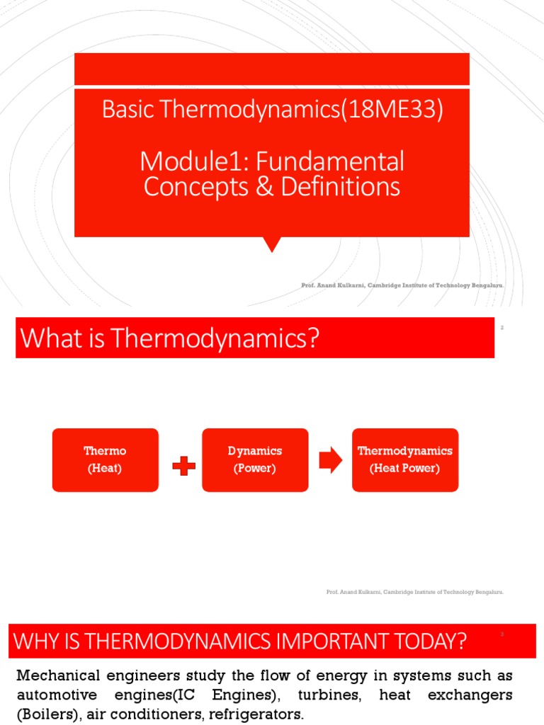 Basic Thermodynamics (18ME33) Module 1 (VTU) | PDF | Temperature | Thermometer